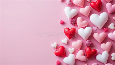 Assorted Heart Shapes On Pink Background Stock Illustration