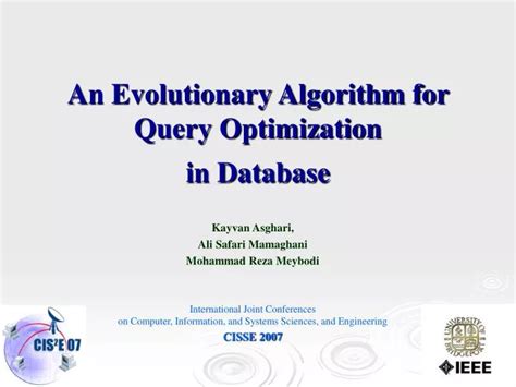 Ppt An Evolutionary Algorithm For Query Optimization In Database Powerpoint Presentation Id