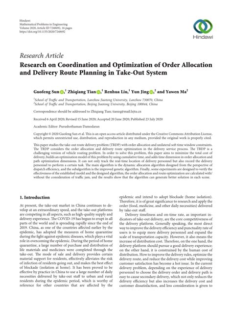 Pdf Research On Coordination And Optimization Of Order Allocation And