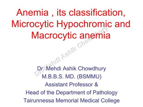 Anemia Microcytic Hypochromic And Macrocytic Anemia Ppt
