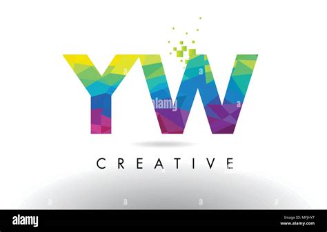 Yw Y W Colorful Letter Design With Creative Origami Triangles Rainbow