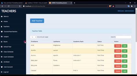 Free Download Class And Exam Timetabling System Project In Php With