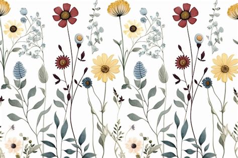 Premium AI Image Minimalist Flower Design With Boho Water Color Line Art Flower Composition