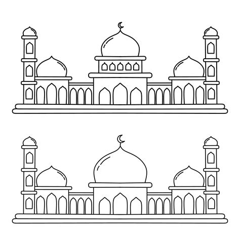 Mosque Doodle Line Art Fir Coloring Book 20547402 Vector Art At Vecteezy