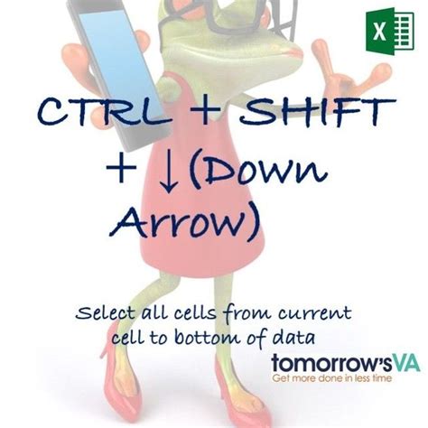 Excel Learning ShortcutsControl Shift And Down Arrow Select All Cells To Bottom Of Data