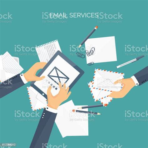 벡터 일러스트레이션 평편 배경 봉투 이메일 컨셉입니다 배경기술 Tm 0명에 대한 스톡 벡터 아트 및 기타 이미지 0명 기사