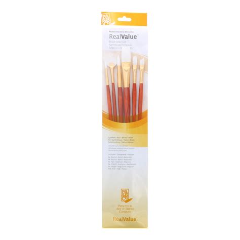 Princeton Synthetic White Taklon 6 Brush Set Round 2 6 Flat 10 Angle