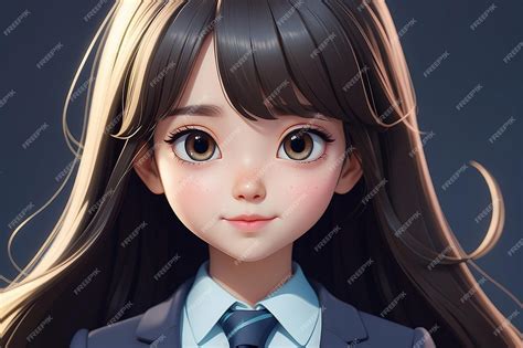 Premium Photo A Close Up Of A Cartoon Girl With Long Hair Wearing A
