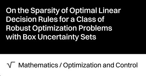 On The Sparsity Of Optimal Linear Decision Rules For A Class Of Robust Optimization Problems