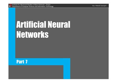pdf artificial neural networks part 7 radial basis function