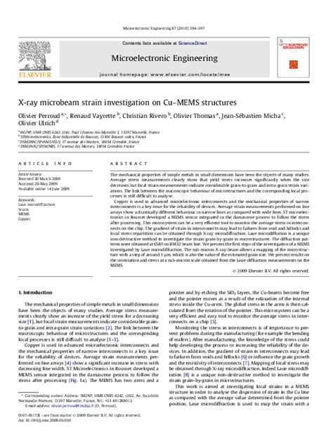Pdf X Ray Microbeam Strain Investigation On Cumems Structures