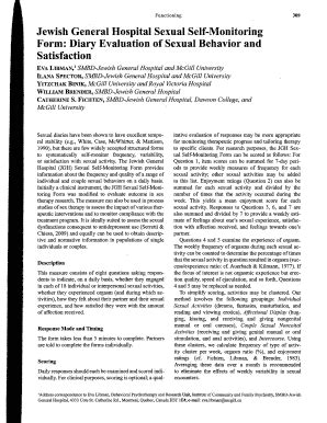 Jewish General Hospital Sexual Self Monitoring Form Adaptech Fill And Sign Printable