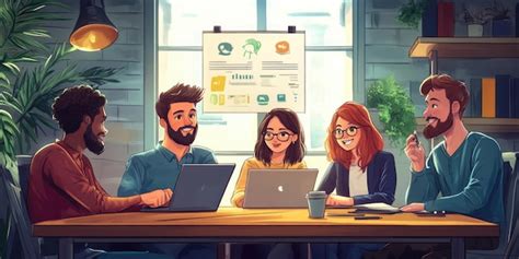 Virtual Pitch Animated Startup Team In Video Conference With Investors Discussing Business Ideas