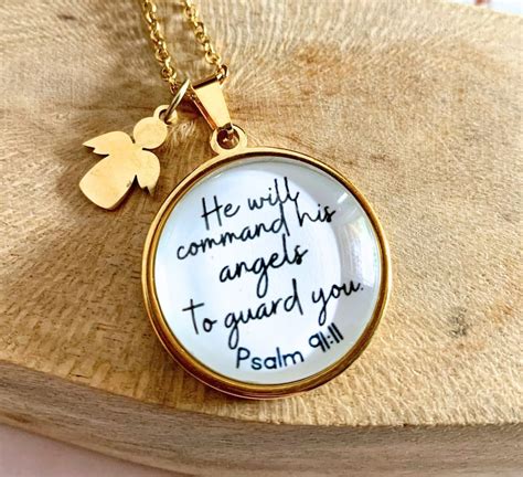 Psalm 9111 Necklace For He Will Command His Angels Necklace For Women