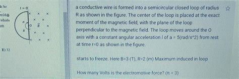 Solved A Conductive Wire Is Formed Into A Semicircular Chegg