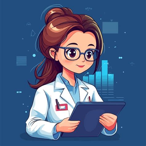 Cute Researcher Analyzing Data Cartoon Vector Premium Ai Generated Vector