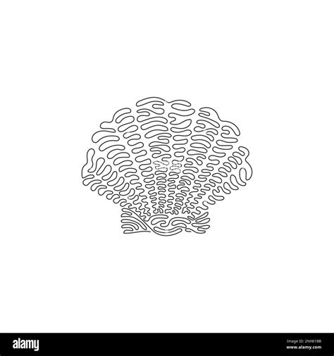 Single Curly One Line Drawing Of Cute Sea Shell Abstract Art
