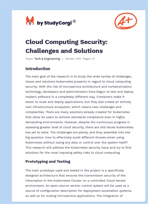 Cloud Computing Security Challenges And Solutions Free Essay Example