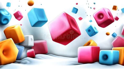 Colorful 3d Blocks Floating In A Soft Abstract Environment Stock
