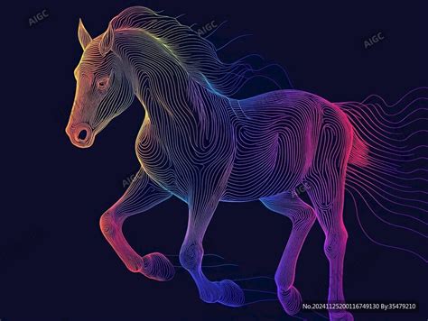 Ai创作图线条抽象马 创意马海报元素 现代插画抽象马素材 创意插画金属骏马 马匹图案设计 马创意线稿 多边形组合马 荧光马 数码马 马年创意设计 马图彩色背景 手绘创意马匹素材 生肖马插画