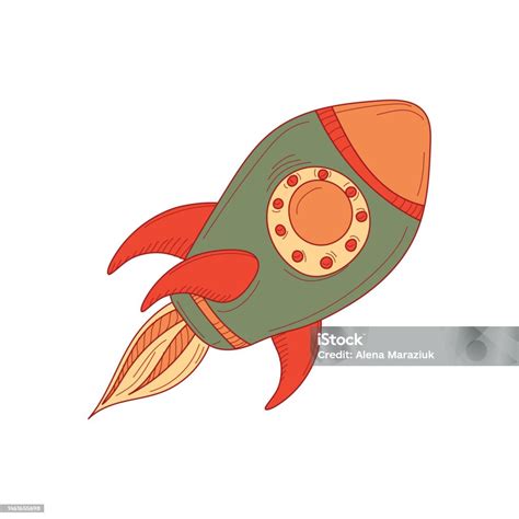 로켓 발사와 불타는 불꽃 흰색 배경에 격리된 만화 스타일의 로켓 우주선의 이륙 새 프로젝트 기호입니다 벡터 그림 과학에 대한 스톡 벡터 아트 및 기타 이미지 Istock