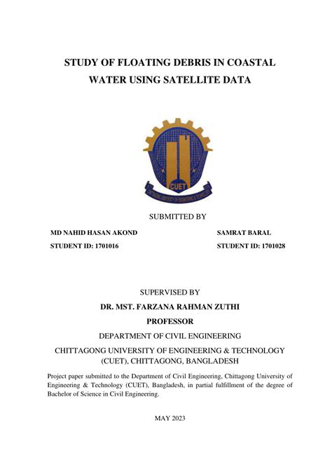 PDF STUDY OF FLOATING DEBRIS IN COASTAL WATER USING SATELLITE DATA