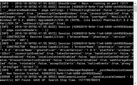 selenium nosuchelementexception using phantomjs 1 9 2 in visual
