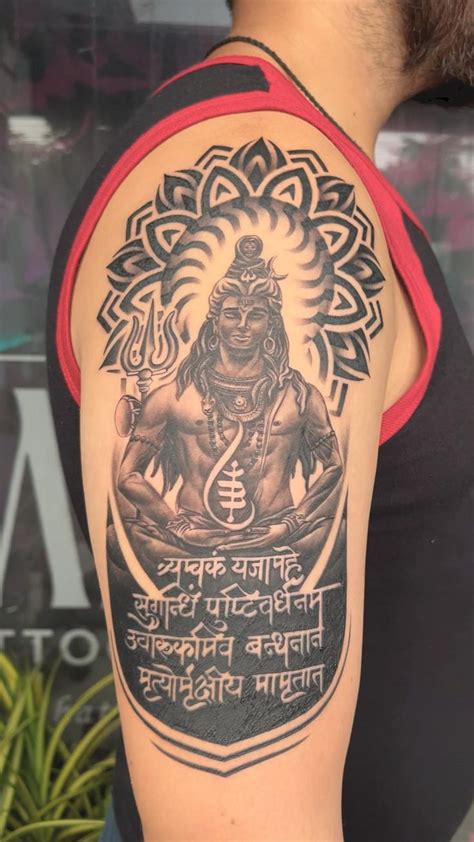 Shiva With Mantra Tattoo By Artist Vishal Kushwaha At Tales Tattoo