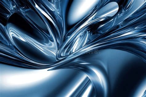 A Deep Blue And Silver Abstract Background With Dynamic Geometric Shapes And Smooth Metallic