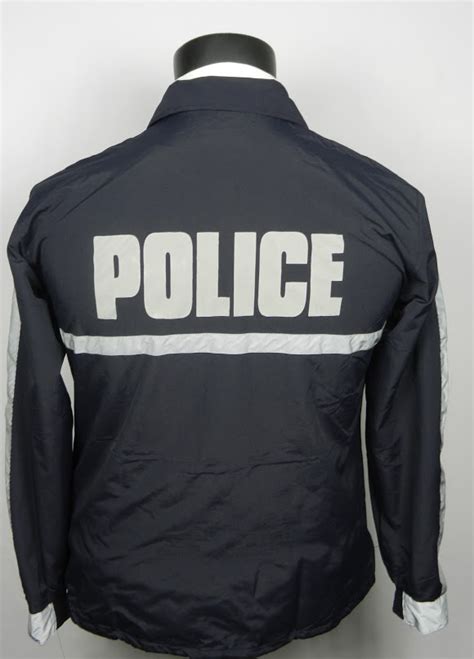 Police Windbreaker With Police Silk Screening On Back Navy Blue