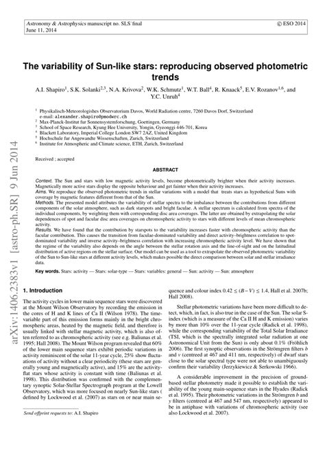 Pdf Variability Of Sun Like Stars Reproducing Observed Photometric Trends