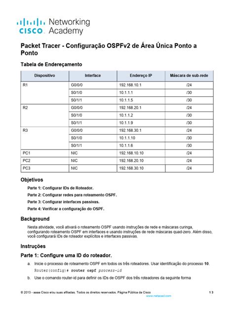 2213 Packet Tracer Point To Point Single Area Ospfv2 Configuration Pt Br Pdf