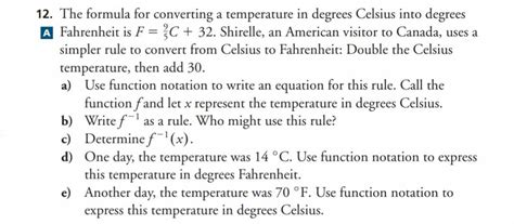 Solved 12 The Formula For Converting A Temperature In