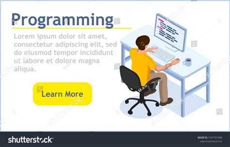 Programming Concept Isometric Vector Images Programmer Stock Vector Royalty Free