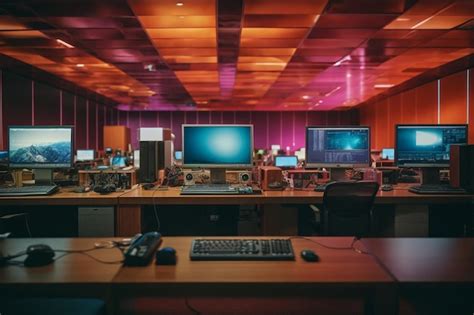 Premium Photo Modern And Equipped Computer Lab