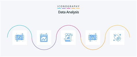 Data Analysis Blue 5 Icon Pack Including Data Security Internet