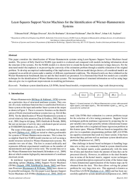 pdf least squares support vector machines for the identification of wiener hammerstein systems