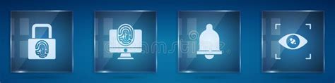 Set Fingerprint With Lock Monitor Fingerprint Motion Sensor And Eye Scan Square Glass Panels