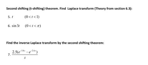 Solved Second Shifting T Shifting Theorem Find Laplace Chegg