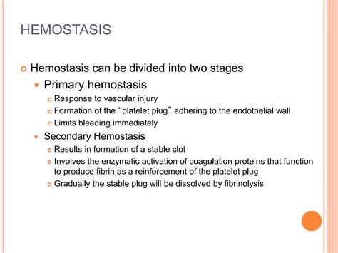 Hemostasis What Means And Classification Ppt