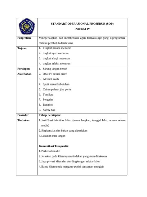 Spo Injeksi Intravena Iv 1 Pdf