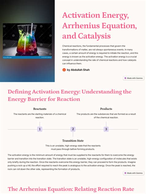 Activation Energy Arrhenius Equation And Catalysis Pdf Activation Energy Reaction Rate