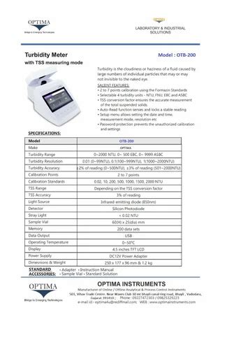 Otb 200 Tabletop Turbidity Meter At ₹ 68900 Piece In Vadodara Id 2852586148955