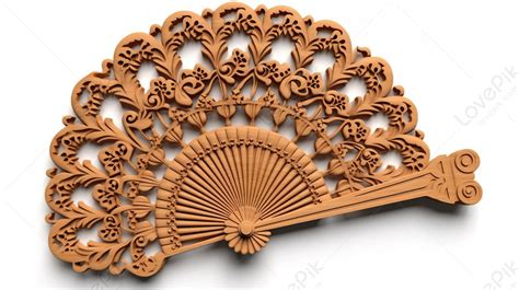 순수한 흰색 배경에 대해 손으로 조각한 나무 팬의 3d 렌더링 고대의 배경 나무 조각 배경 중국 미술 배경 이미지 Hd 고대의 나무 조각 중국 미술 배경 사진