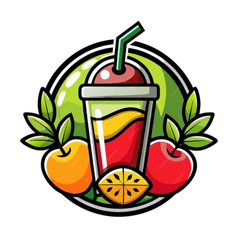 Una Imagen De Fruta Y Un Vaso Con Una Paja En él Vector Premium Generado Con Ia