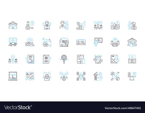Financial Allocation Linear Icons Set Budgeting Vector Image