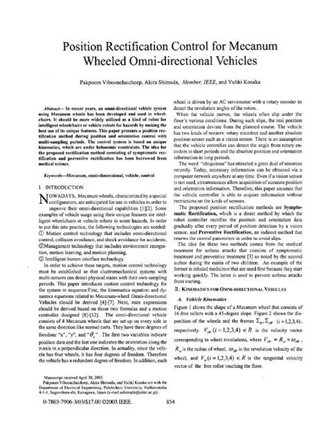 7 Position Rectification Control For Mecanum Wheeled Omni Directional Vehicles Pdf Velocity
