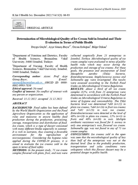 Determination Of Microbiological Quality Of Ic Download Free Pdf Food Safety Foodborne Illness