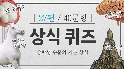 중학생 수준의 상식퀴즈 Ver27 40문항 지식 수준을 테스트 해보고 싶은 당신을 위해 상식문제 퀴즈채널 상식 기초상식 문과언니 Youtube
