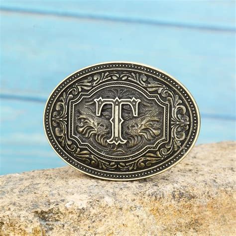 Personalized Western Scroll Belt Buckle With Custom Initial